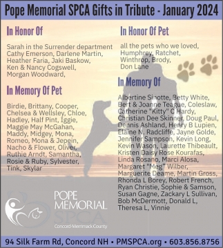 January 2024, Pope Memorial SPCA, Concord, NH