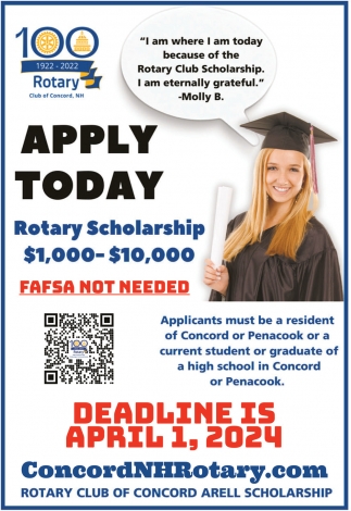Apply Today, Rotary Club of Concord, Concord, NH